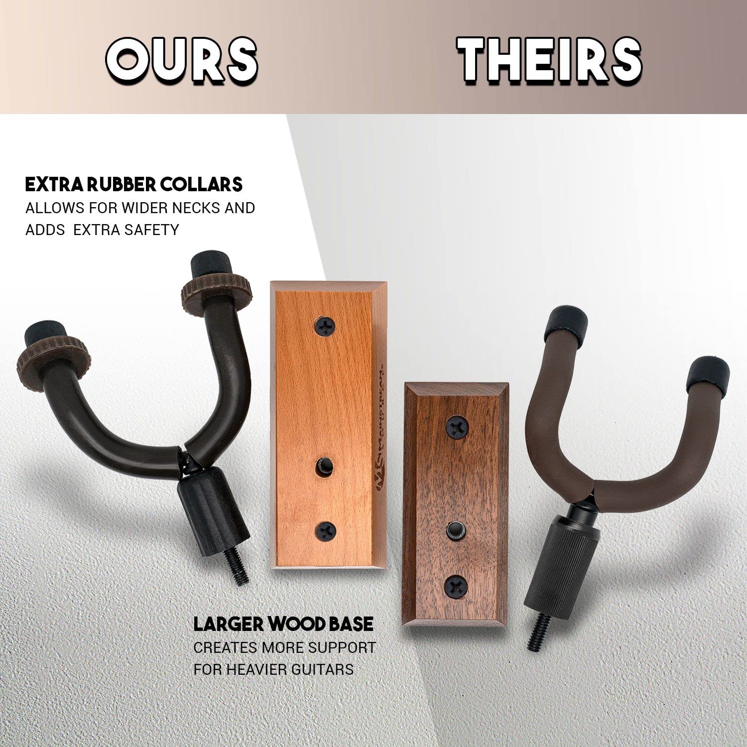 Mainstream Source® Guitar Hanger Cradle and Wall Mount – Guitar Hanger Wall Mount with Padded Cradle and Large Wooden Base, Great for Electric, Bass, or Acoustic Guitars (Black Wood, Pack of 1)
