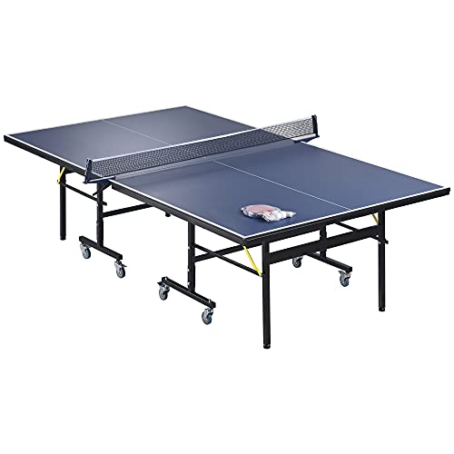 LASBAK Top Ping Pong Table-Ping Pong Net Included - Foldable Table - Playback Mode Game Table for Single Player Use - High Durability Frame and Surface (Blue)