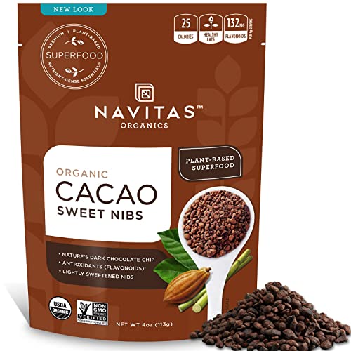 Navitas Organics Cacao Sweet Nibs, 4oz. Bag, 28 Servings ā Organic, Non-GMO, Gluten-Free