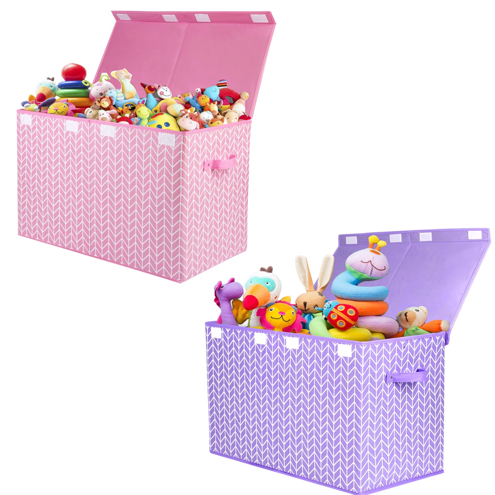 Mayniu Large Toy Box Chest Storage Bins with Lid, Toys Organizers Storage Boxes Basket with Sturdy Handles for Boys, Girls, Nursery, Playroom, Closet, Bedroom
