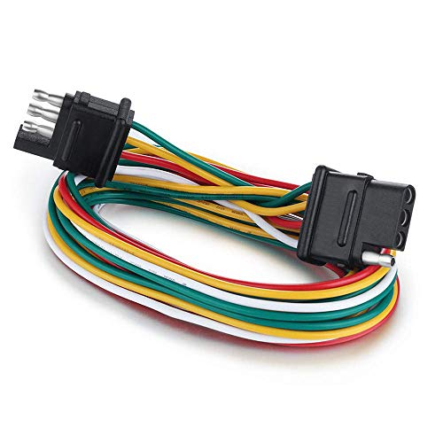 juneven 6ft 4 Wire 4-Flat Trailer Light Wiring Harness Kit 4 Way Trailer Wire Extension & Wishbone-Style with 18 Gauge White Ground Wire SAE J1128 Rated