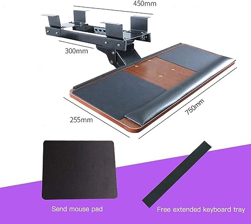 Keyboard Tray, Keyboard Platform Height Adjustable with Wrist Rest Rotating Keyboard Tray Under Desk Tilt Angle Adjustable Extendable Keyboard Drawers (Color : Beam Section, Size : 75cm)