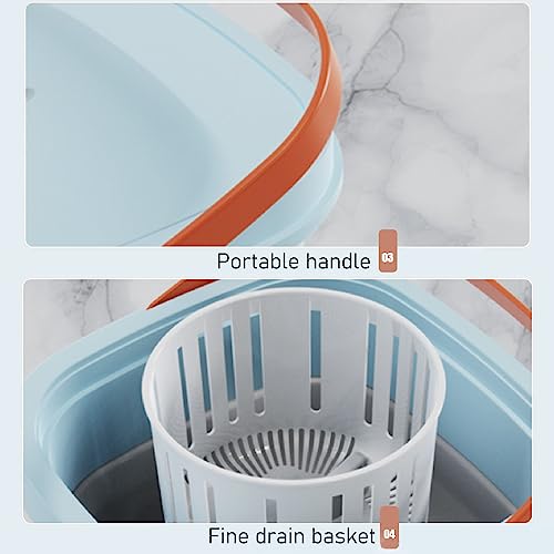 Jiawu Compact Portable Washing Machine, Lightweight Collapsible Bucket Washer with LCD Panel, Ideal for Camping RV Travel Apartment, 6L Capacity (US Plug)
