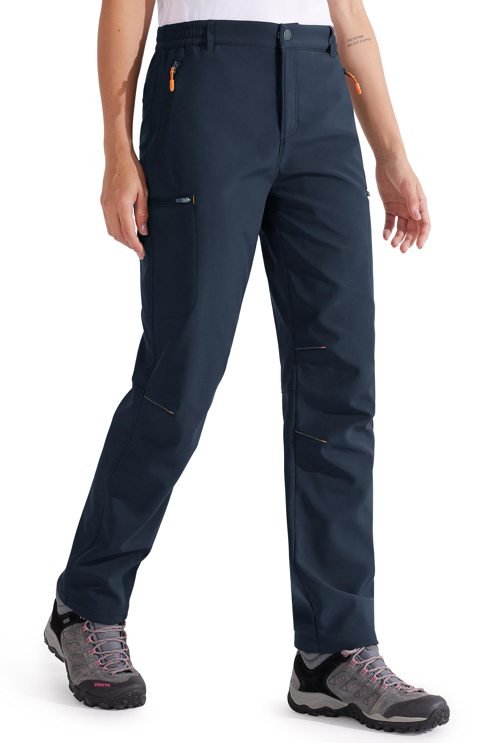 Libin Women's Hiking Pants Fleece Lined Snow Ski Pants Water Resistant Windproof Insulated Cargo Softshell Winter Warm, Navy S