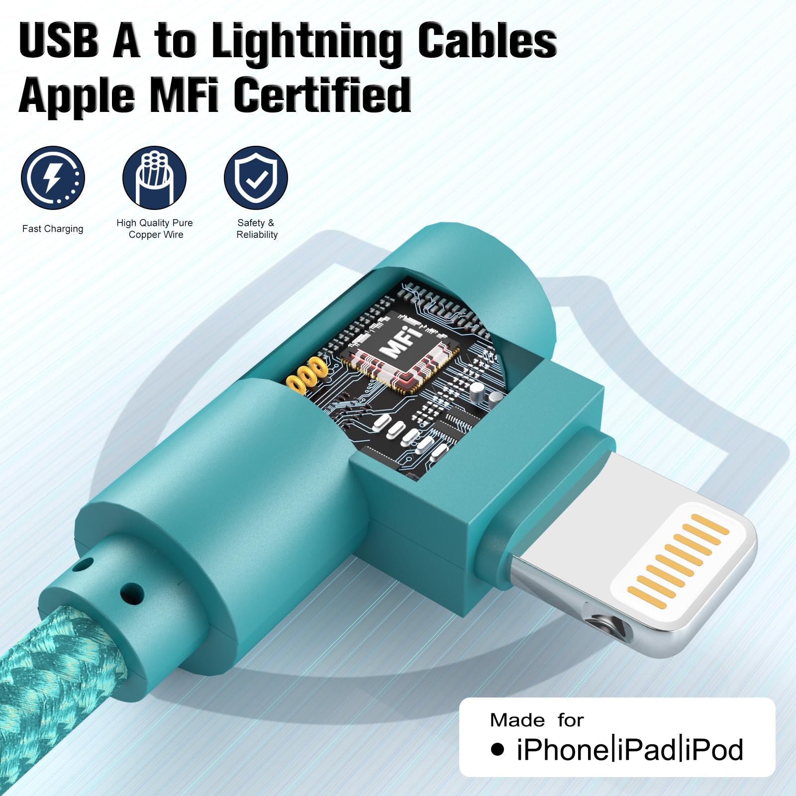 iPhone Charger 6 FT [Apple MFi Certified] 3 Pack 90 Degree Lightning Cable Nylon Braided iPhone Cable Fast Charging Cord Compatible with iPhone 14 13 12 11 Pro Max XR XS X 8 7 6 Plus SE and More