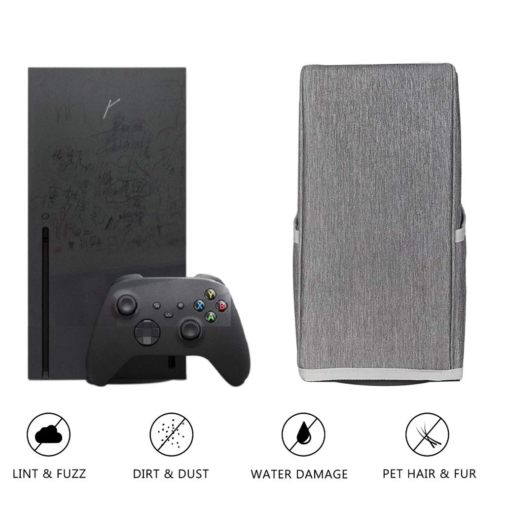 Lunji Nylon Dust Cover for Xbox Series X Console, Soft Host DustProof Cover Skin Soft Protector Sleeve for -Xbox Series X Console (Gray Black)