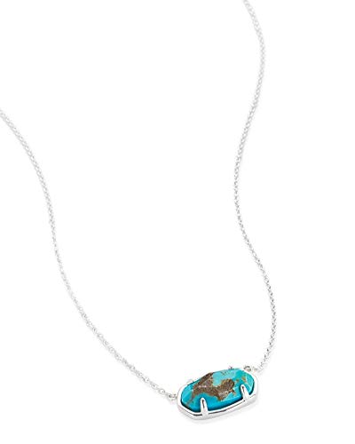 Kendra Scott Elisa Pendant Necklace in Sterling Silver, Genuine Turquoise Gem, Fine Jewelry for Women