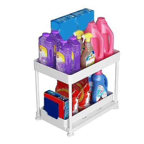 Under Sink Organizer, Multi Purpose Bathroom Cabinet Under Sink Organizers, Stackable Kitchen Pantry Organization and Storage, Sleek Design, Strong Load bearing Capacity for Under Kitchen Sink