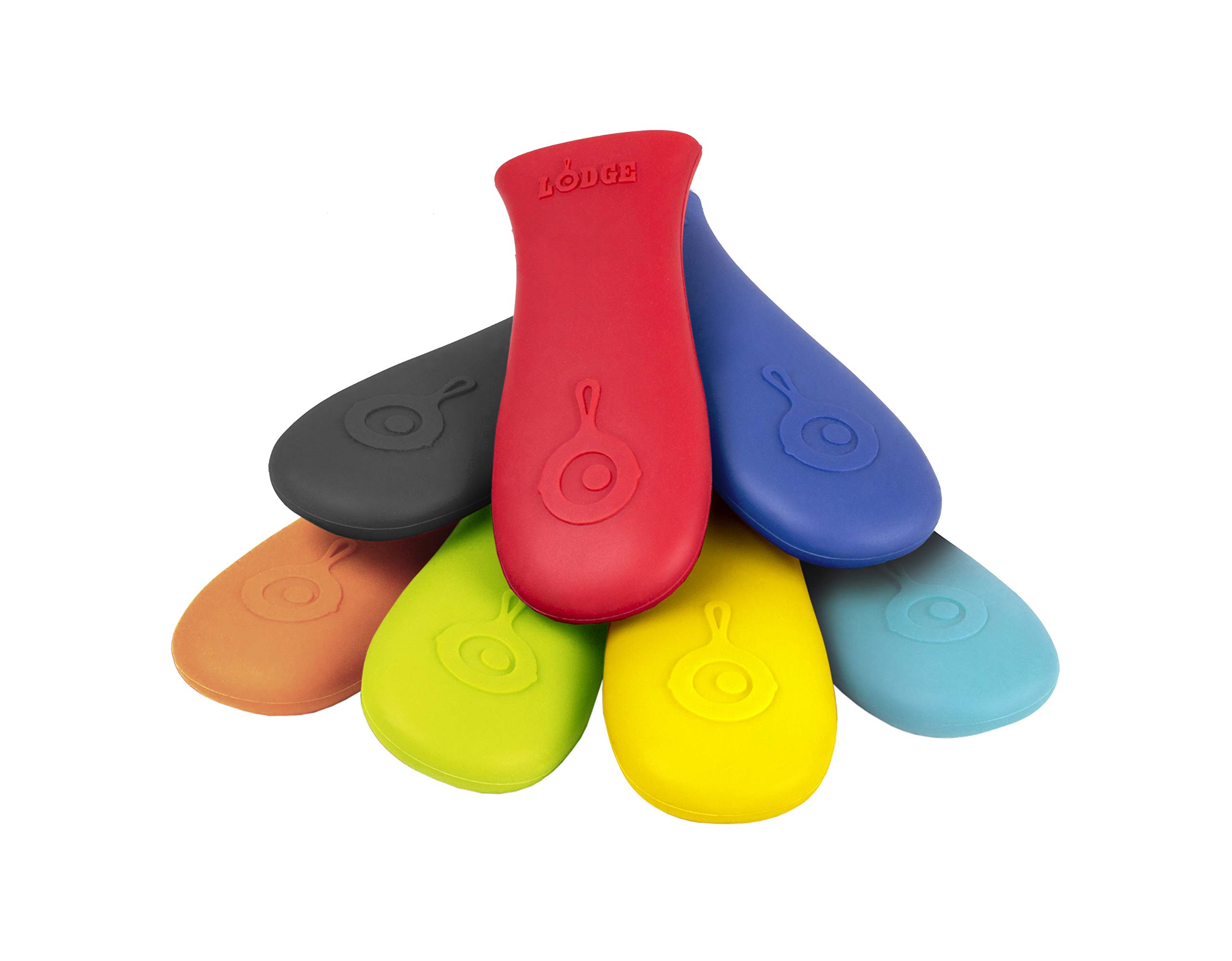 Lodge Cast Iron Square 11" Griddle & Silicone Hot Handle Holder - Red Heat Protecting Silicone Handle for Cast Iron Skillets with Keyhole Handle