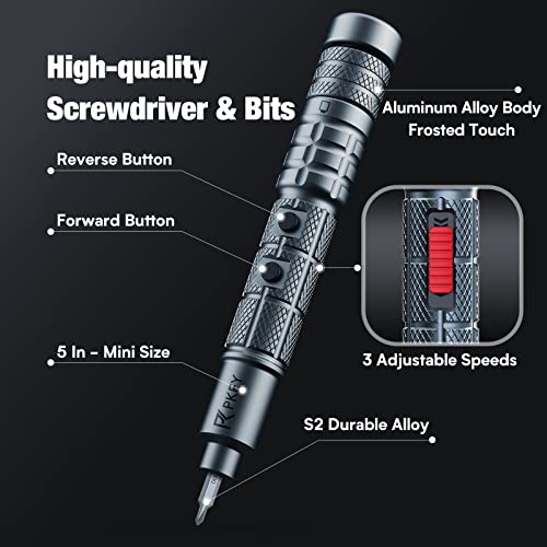 PKEY Cordless Electric Screwdriver Set, Mini Electric Screwdriver, 28 Magnetic Bits, 3 Gears Torque, Two batteries,Rechargeable Portable Repair Tool Kit for Electronics Laptops Clocks Glasses Camera