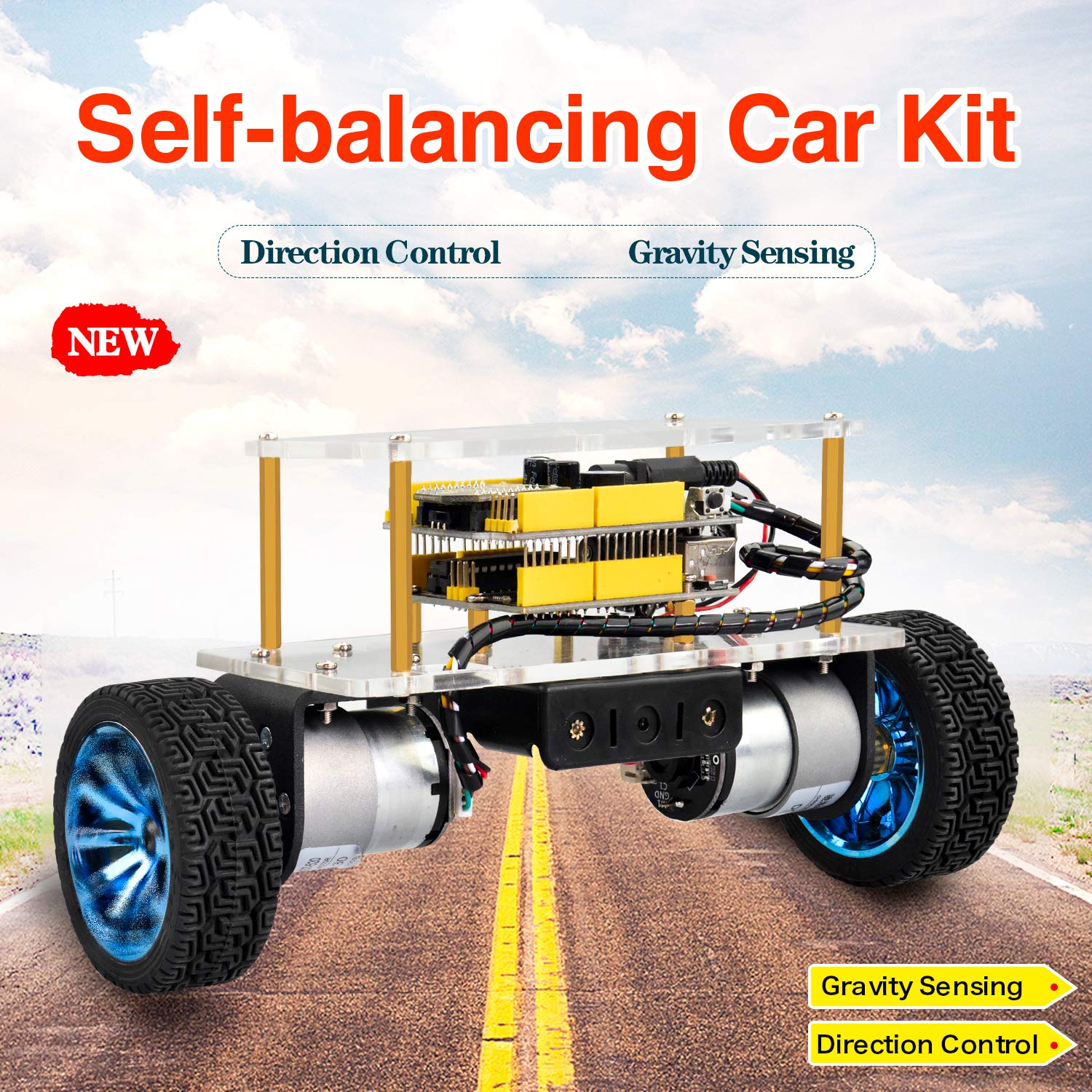 KEYESTUDIO Self-Balancing Robot Car Kit for Arduino DIY Project, Wireless Bluetooth Control, Strong DC Motors, Robotics and Electronics STEM Smart Car Kit for Adults to Build