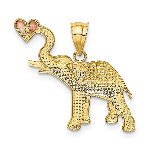 IceCarats 14K Two Tone Gold White Elephant Heart Necklace Love Pendant Charm Only