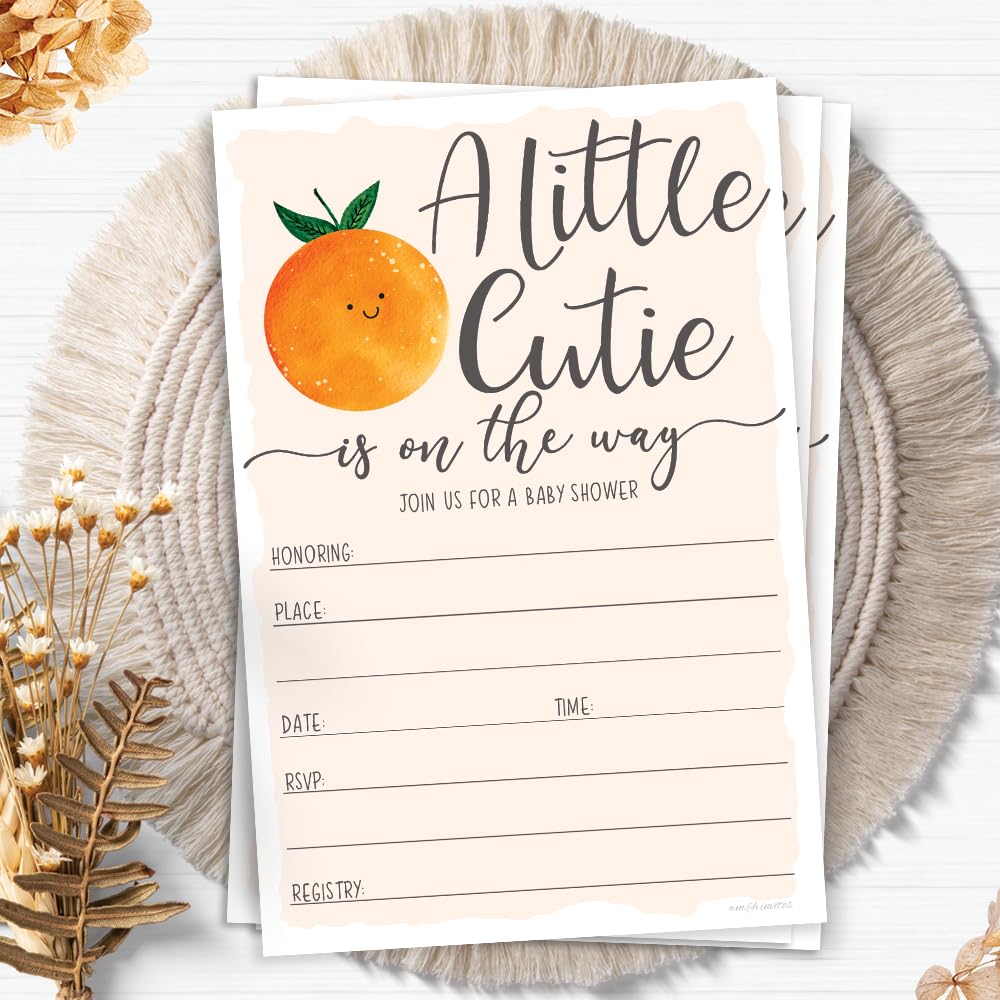 Little Cutie Baby Shower Invitations (20 Count) With Envelopes - Gender Neutral or Girl Baby Shower