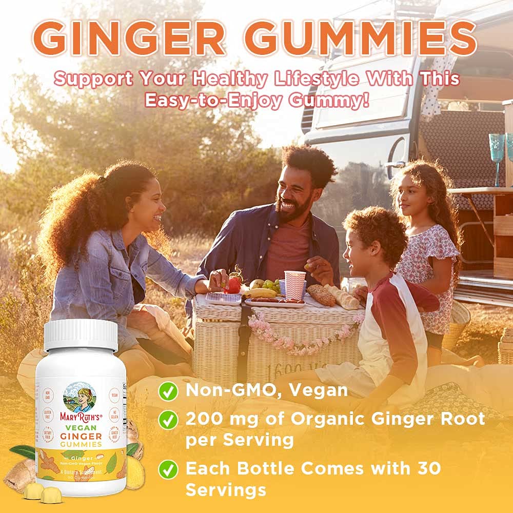 MaryRuth Organics Ginger | Ginger Chews | Ginger Root Gummy Supplement for Joint Health | Gummies for Overall Health | Supplements for Immune Support | Vegan | Non-GMO | Gluten Free | 90 Count