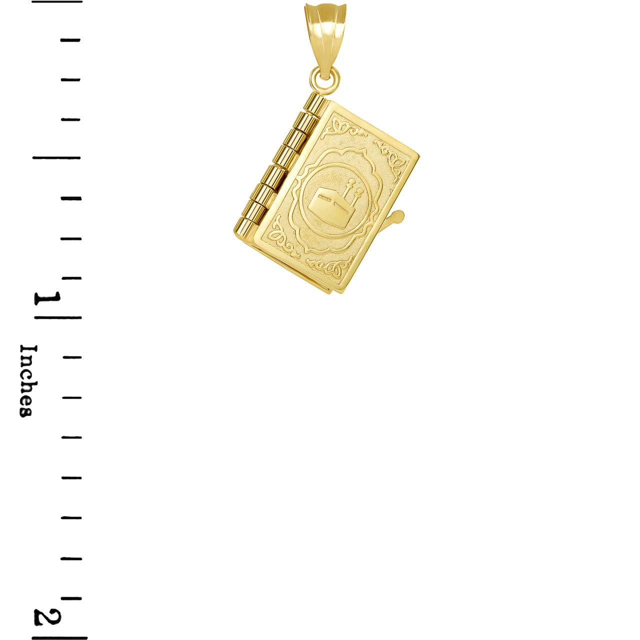 Islamic 10k Yellow Gold Qur'an 3D Book Muslim Bible Koran Necklace (16")