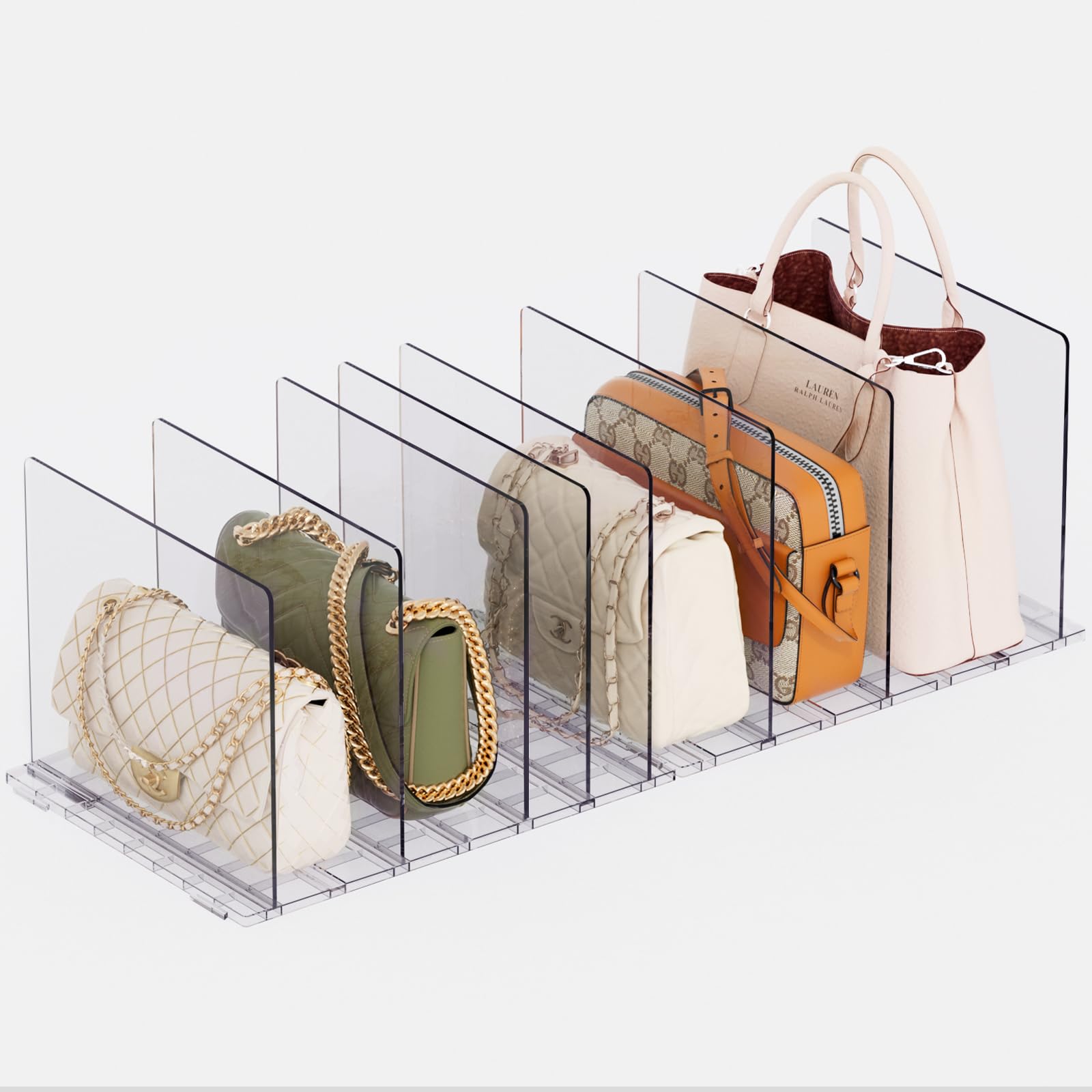 Urban Deco 8PCS Adjustable Clear Shelf Dividers Acrylic Purse Organizer for Closet Acrylic Shelf Dividers Purse Dividers for Closet Suitable for Bedroom, Living RoomïŒKitchen and Office