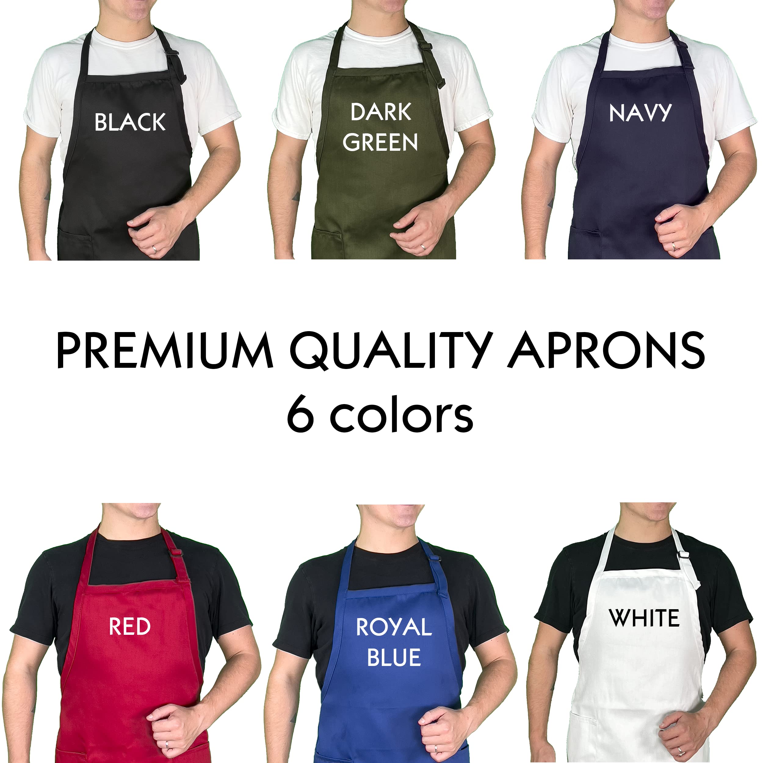 PLACE4PRINT Personalized Chef Apron Embroidered Design - Customized Aprons for Women and Men, Kitchen Chef Apron with 2 Pockets and Long Ties, Adjustable Bib Apron for Cooking, Serving