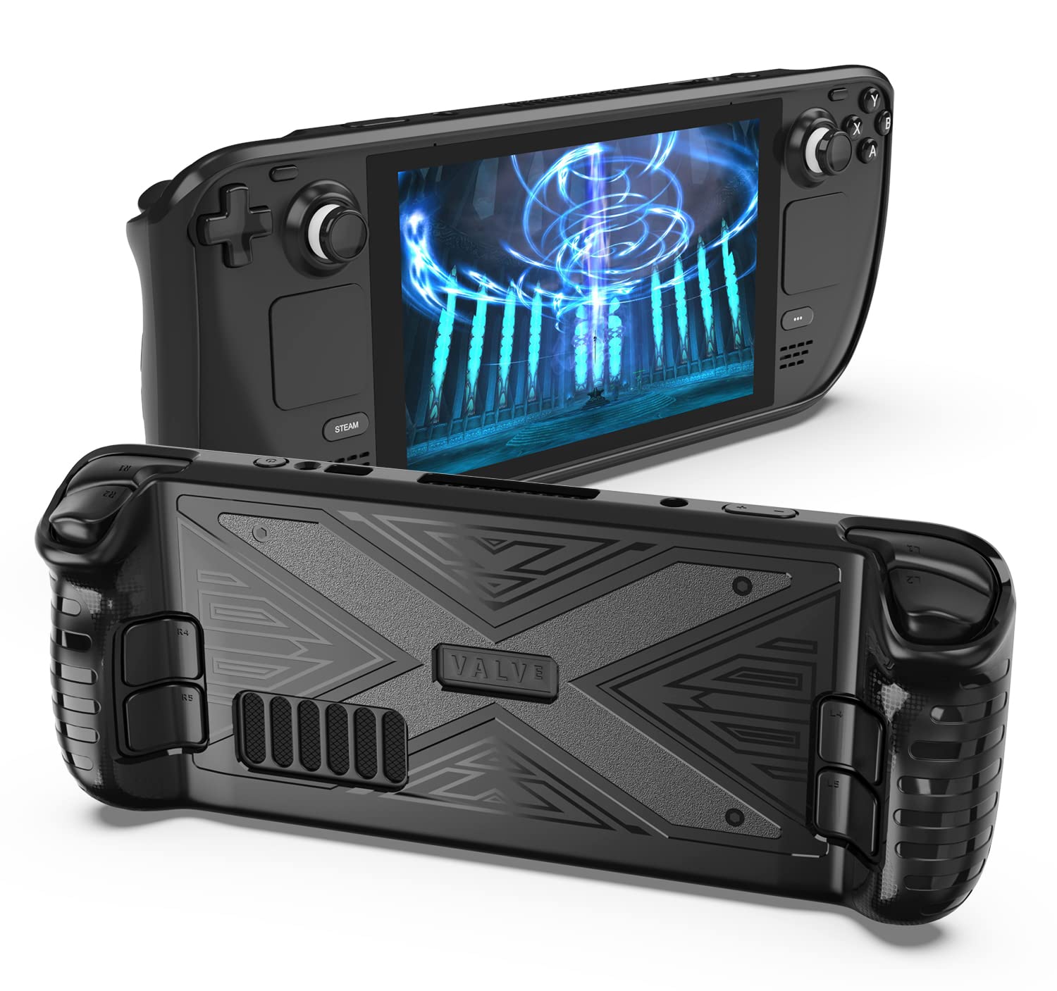 NEWENMO Protective Case for Steam Deck, for Steam Deck Skin Protective Case, Non-slip TPU Protective Case Screen Protector, Shockproof Anti-Collision with Cool Design for Steam Deck Console