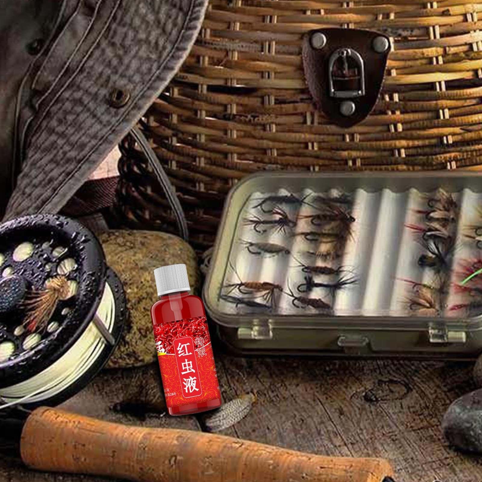moluo Concentrated Red Worm Liquid, Fishing Lures Additive Bait Liquid, Fishing Lures Baits, Fish Bait Attractant Enhancer, Smell Lure Tackle Liquid for Trout Cod Carp Bass