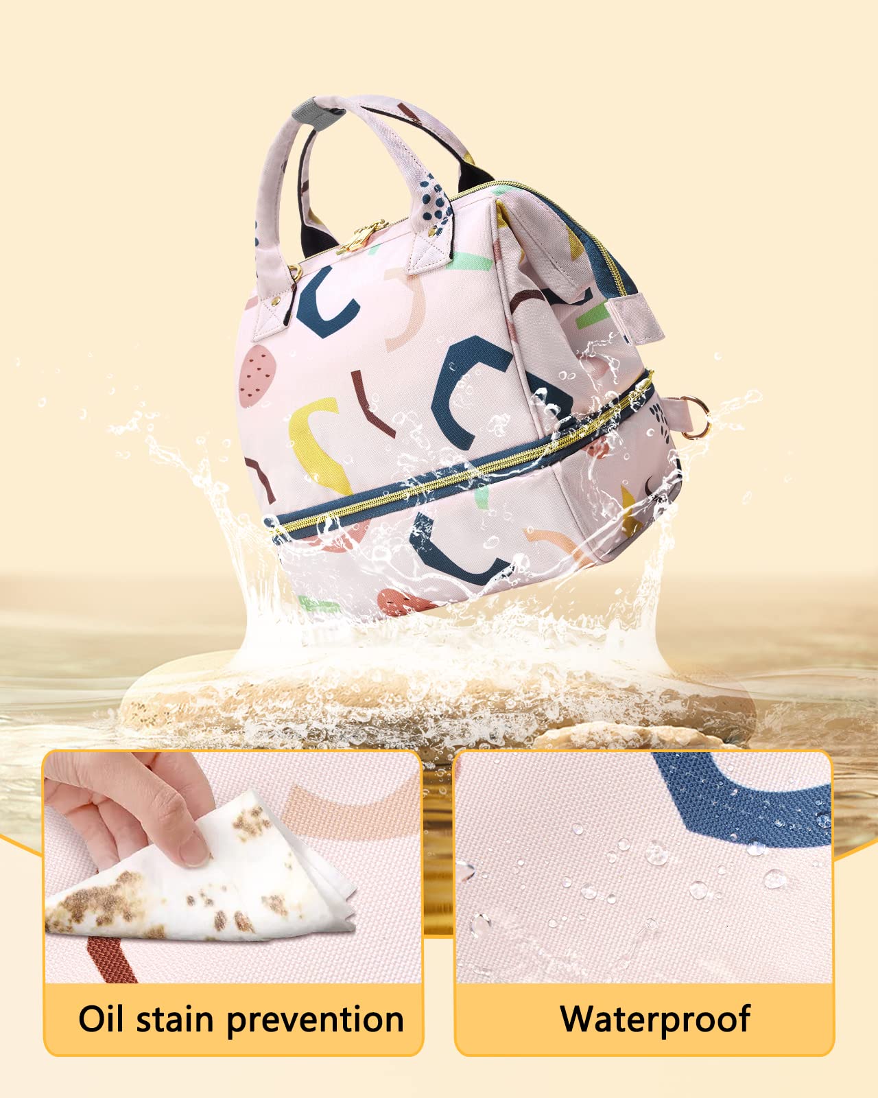 SYNPOS Breast Pump Bag with Cooler Pocket, Mini Pumping Bags for Working Moms, Breast Milk Cooler Bags with Smooth Zipper and Double Layer Waterproof, Cooler Tote Bag for Travel(No Include ice Pack)
