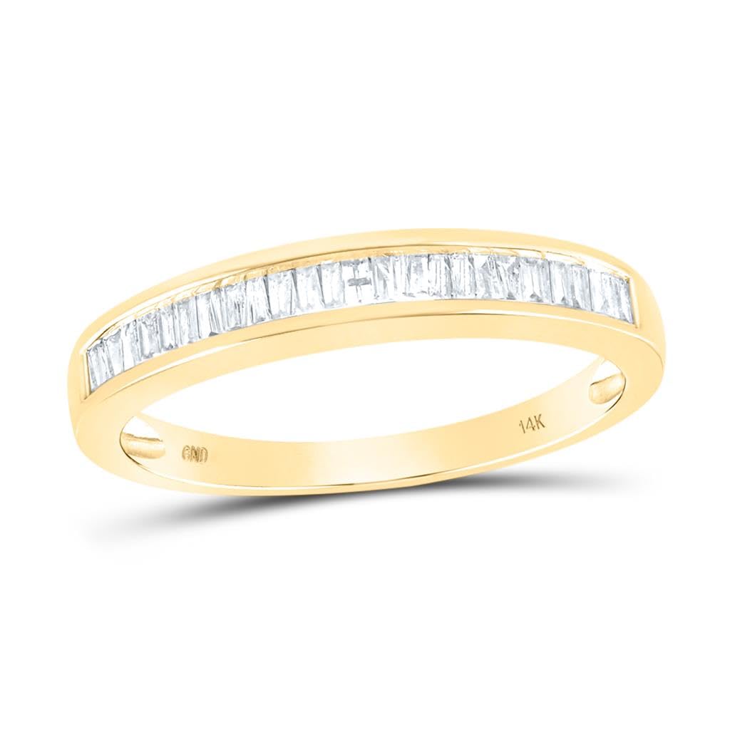 Jewels By Lux 14kt Yellow Gold Womens Baguette Diamond Wedding Band Ring 1/4 Cttw Ring Size 9.5