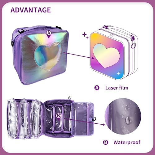 VETHERS Doll Carrying Case Compatible with LOL Surprise OMG, Display Organizer Compatible with Big Sister 3-inch Dolls with a Hanging Hook and 7 Clear Zipper Pockets, Bag Only (Purple)