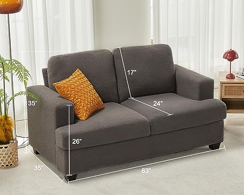 VanAcc Sofa, Comfy Sofa Couch with Extra Deep Seats, Modern Sofa- Loveseat, Couch for Living Room Apartment Lounge, Grey Bouclé