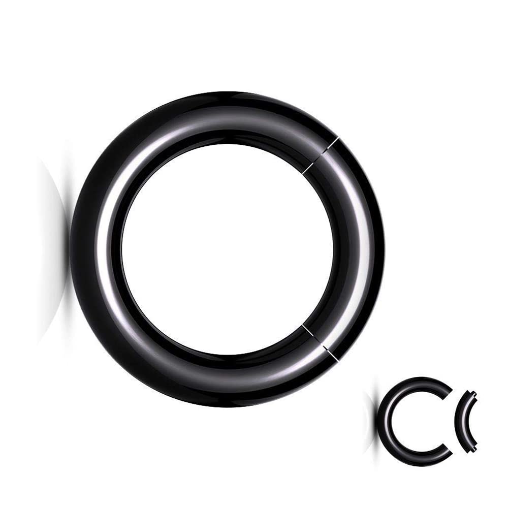 Luxe Modz BodyJewelryOnline PAIR of Black Acrylic Segment Rings, Captive Bead, 8 Gauge (1/2โ 16mm) Thickness, Hypoallergenic, Nickel-Free, Stylish, Super LightWeight