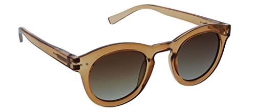 Peepers by PeeperSpecs Women's Diego Round Polarized Sunglasses-No Correction, Amber, 46 mm