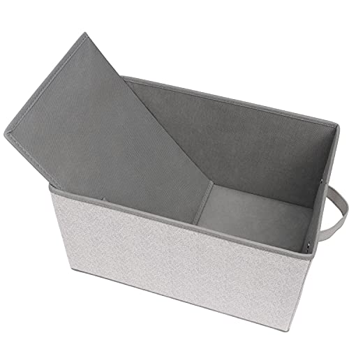 Kntiwiwo Storage Bin Fabric Storage Baskets for Closet Shelves Decorative Storage Boxes Rectangle Basket with Handles Labels for Home Bedroom Living Room Office 14.4βx10βx8.3β Gray Set of 3