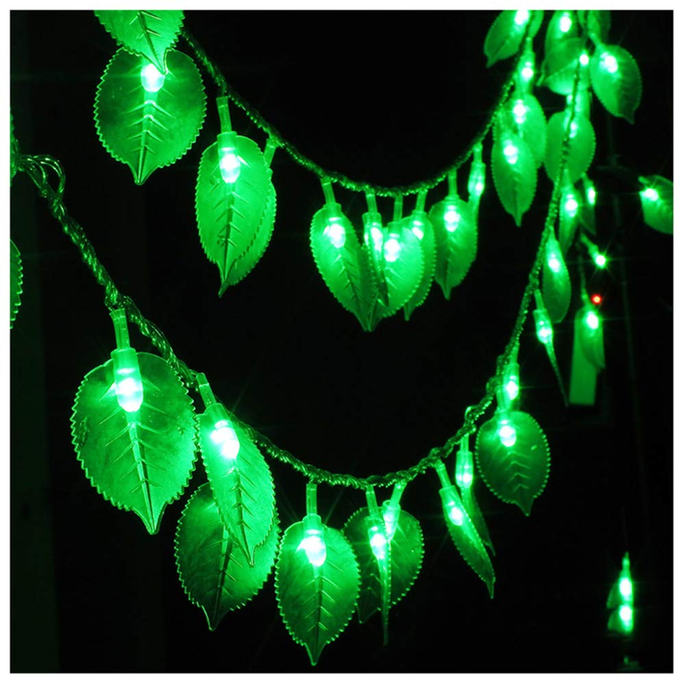 LED Green Leaf Light String Home Garden Romantic Lanyard Lights Christmas Halloween Birthday Party Decoration Chandelier,USB-2.5m 20Lights