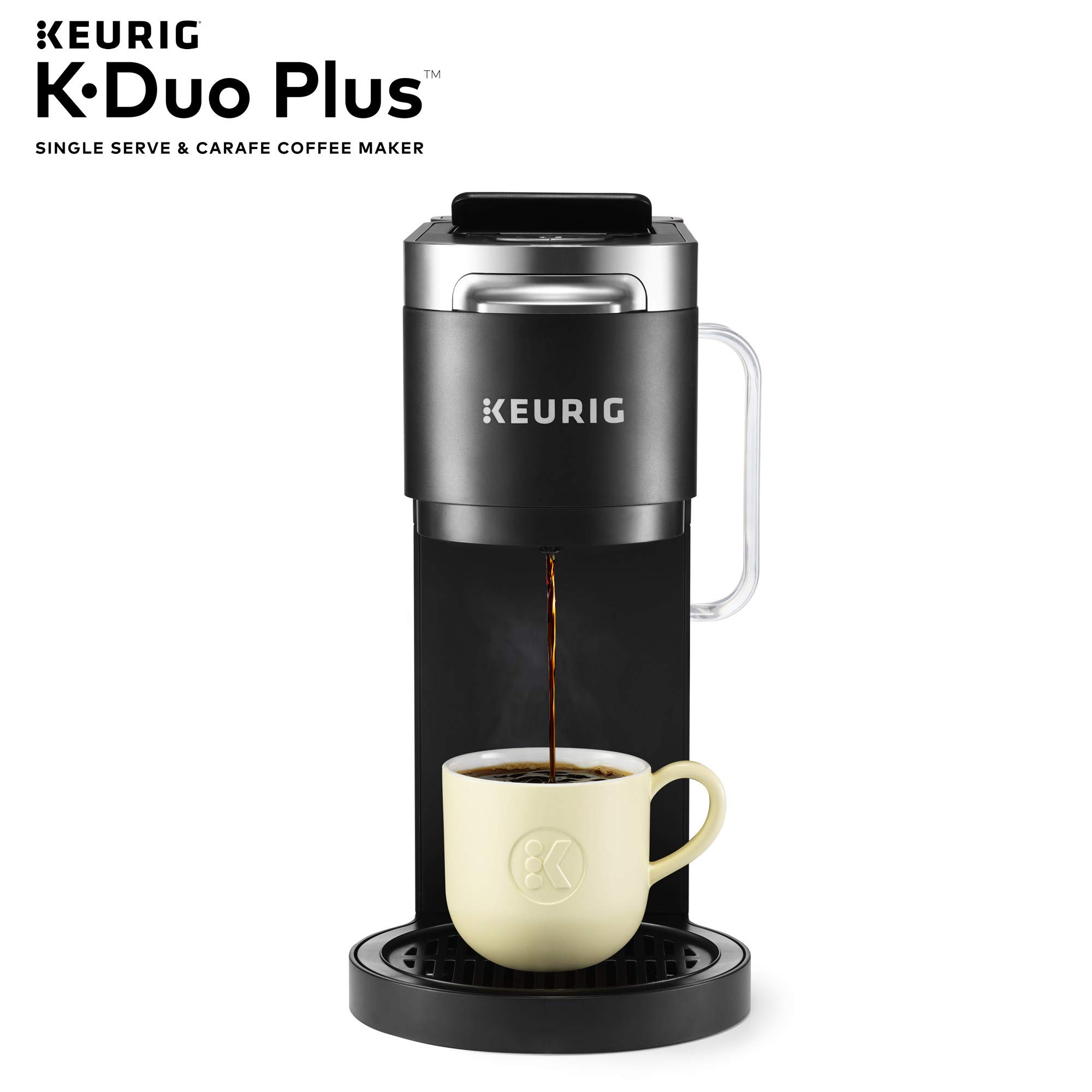 Keurig K-Duo Plus Coffee Maker, Single Serve and 12-Cup Carafe Drip Coffee Brewer, Black + Starbucks K-Cup Coffee Pods β Blonde, Medium & Dark Roast Variety β 1 Box (40 Pods Total)