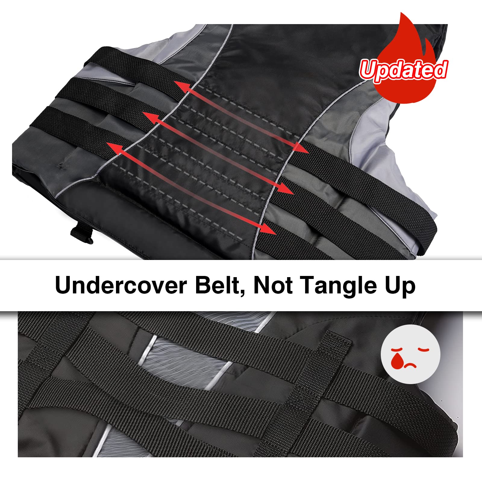 Leader Accessories Adult Universal Personal Flotation Device USCG Approved Life Jacket Vest (Black, 2XL)