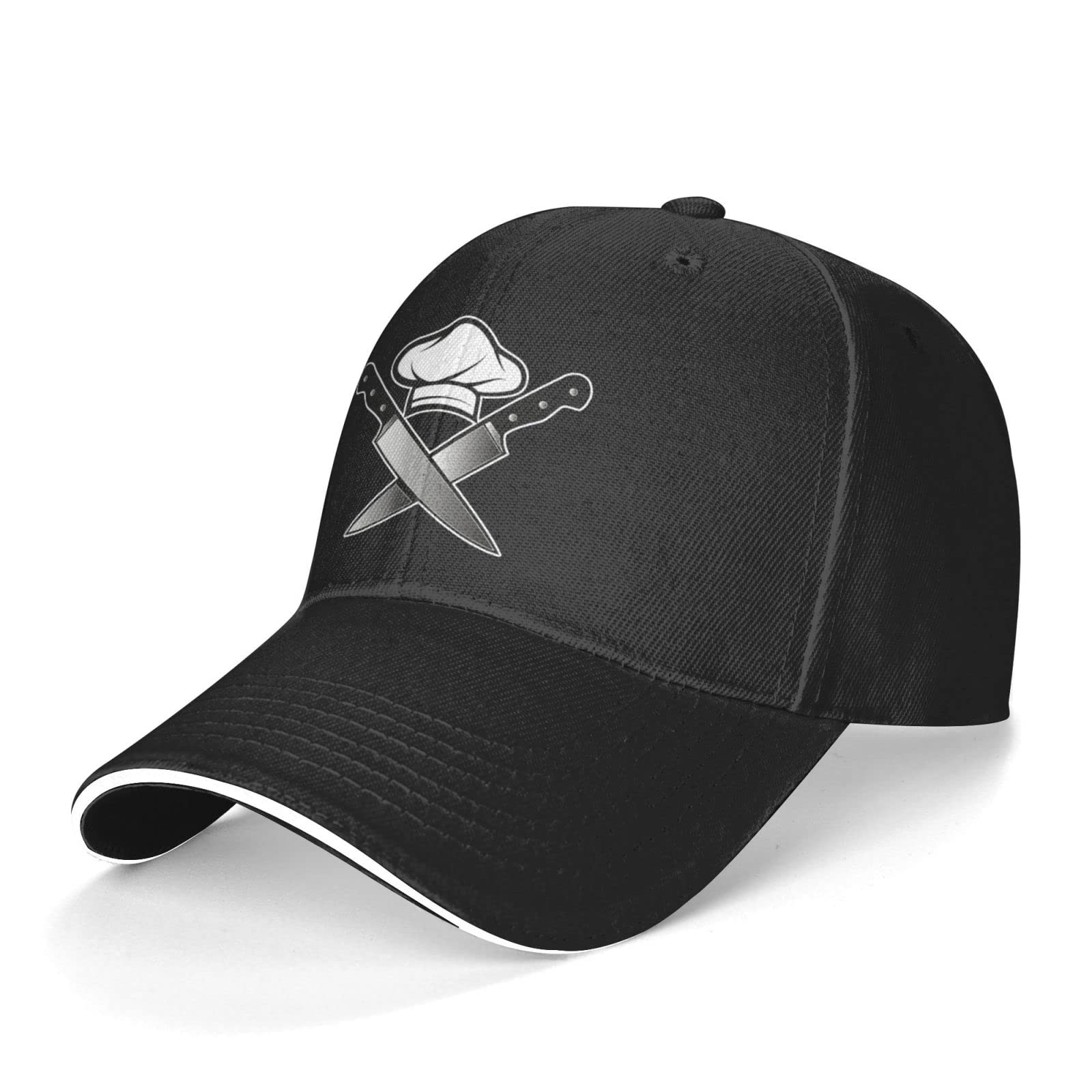 NVJUI JUFOPL Men's Skull Chef Hat, Funny Knives Kitchen Baseball Cap Navy