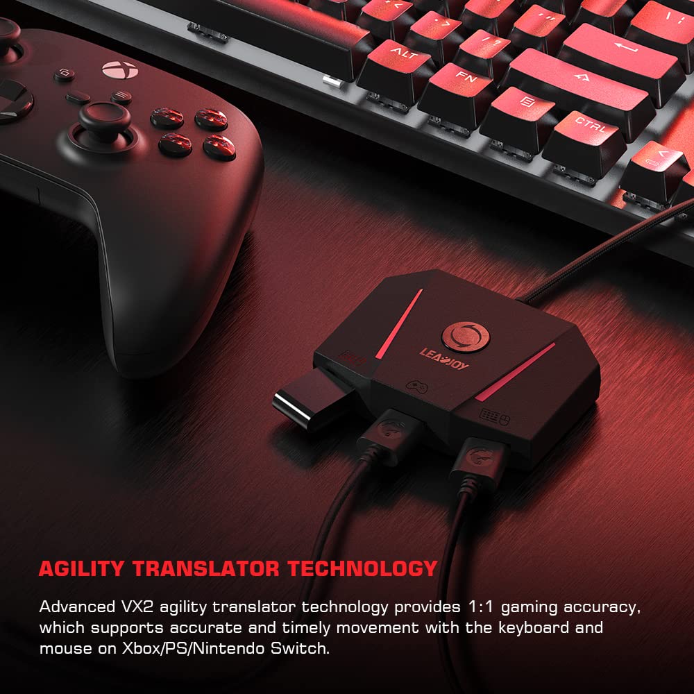 leadjoy 【2022 New Version】 VX2 AimBox Keyboard Mouse Adapter for Xbox One, Xbox Series X/S, Nintendo Switch, PS4, PS5, Game Consoles for FPS, TPS and RTS