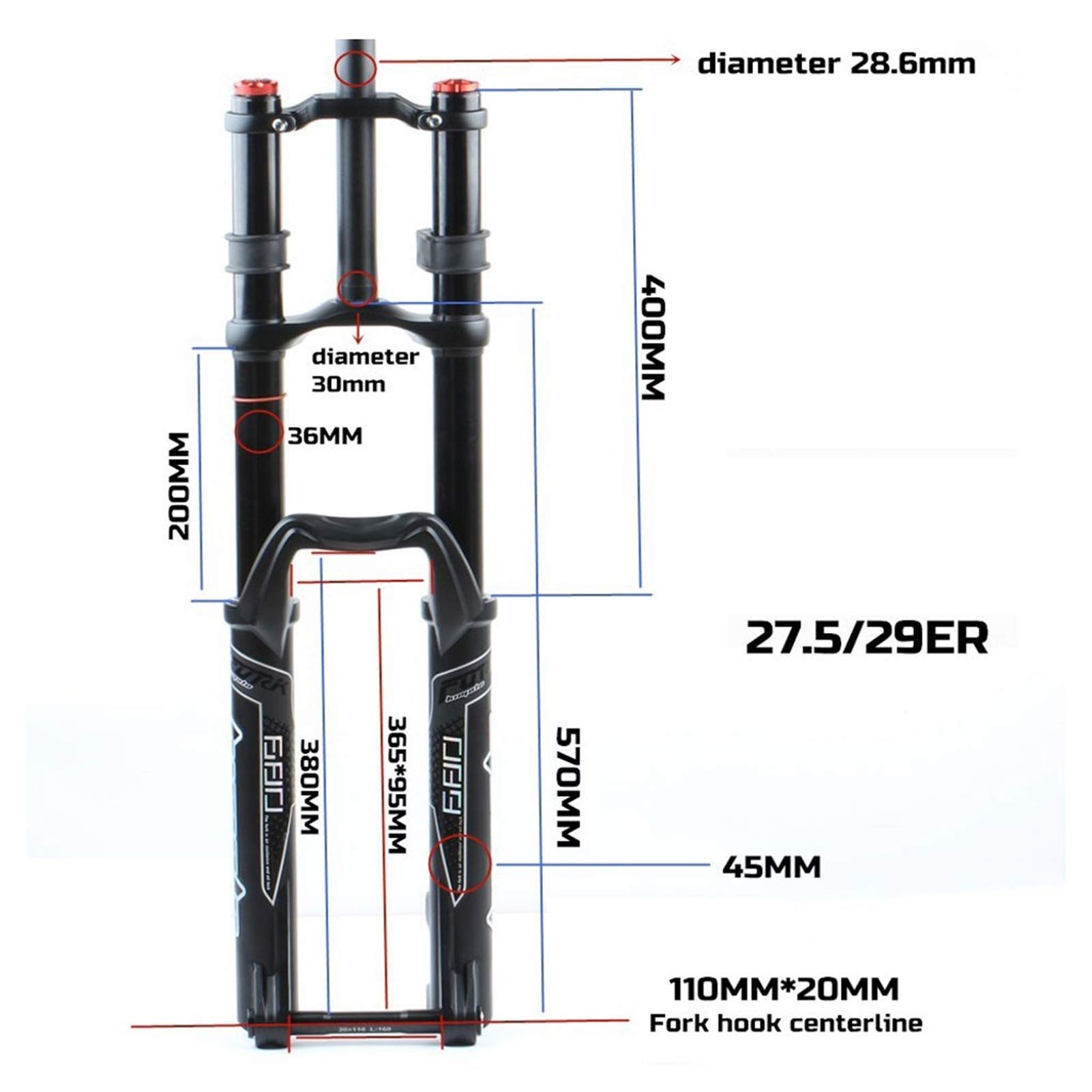 NEYLLO Bike Fork 27.5/29in Mountain Bike Fork,Downhill Fork Soft Tail Suspension Air Pressure Front Fork Apply Tire 3.0inch (Size : 27.5in)