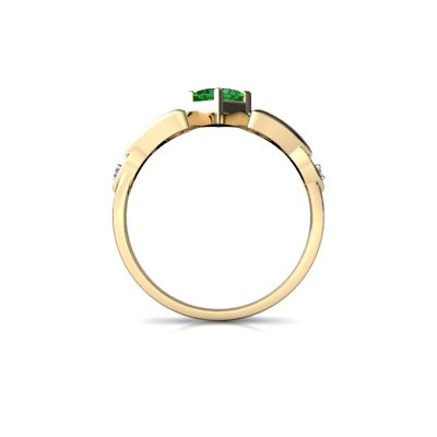 Jewels For Me 14kt Yellow Gold Lab Emerald and Diamond 4mm Square Celtic Trinity Knot Ring - Size 7