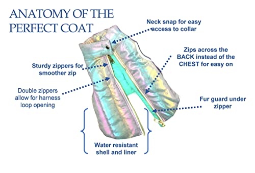 Unicorn Dog Coat, Iridescent Puffer Jacket for Pets, Unicorn Dog Jacket (M 10-15 lbs)