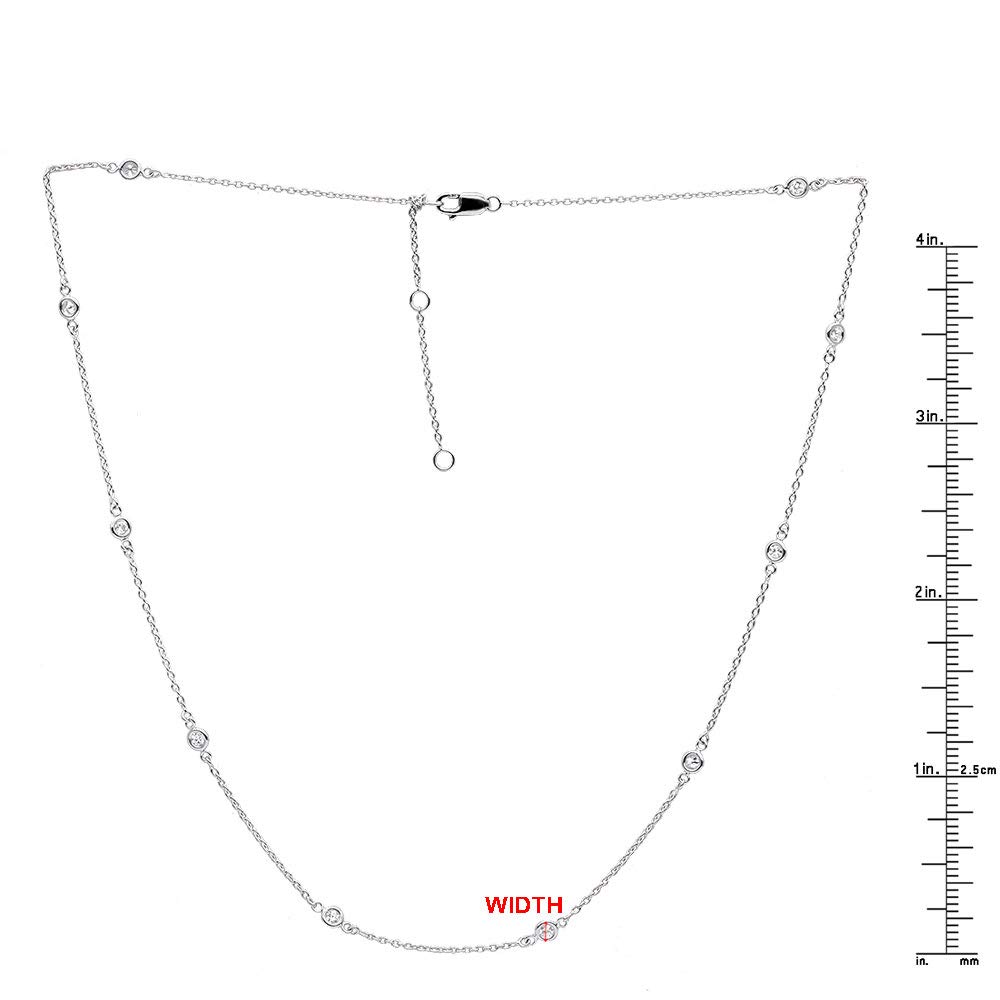 Ladies 14k Gold Diamonds By the Yard Station Adjustable Necklace 0.5ctw (White Gold)