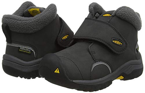 KEEN unisex child Kootenay Iii Mid Waterproof Winter Snow Boot, Black/Keen Yellow, 13 Little Kid US