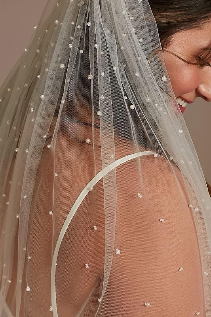 Passat Pearl Wedding Veil With Blusher Short Pearls Veil Birdcage Veil Bridal Hair Comb Veil Bridal Headband Veil