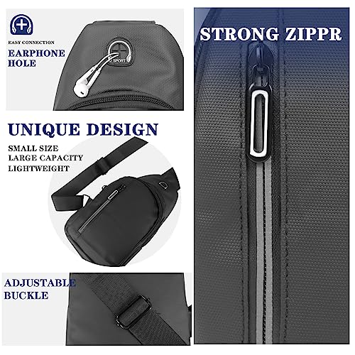ZOORON Sling Bags for Men Women Crossbody Sling Backpack Chest Bags Travel Hiking Daypack (1 Pack Black)
