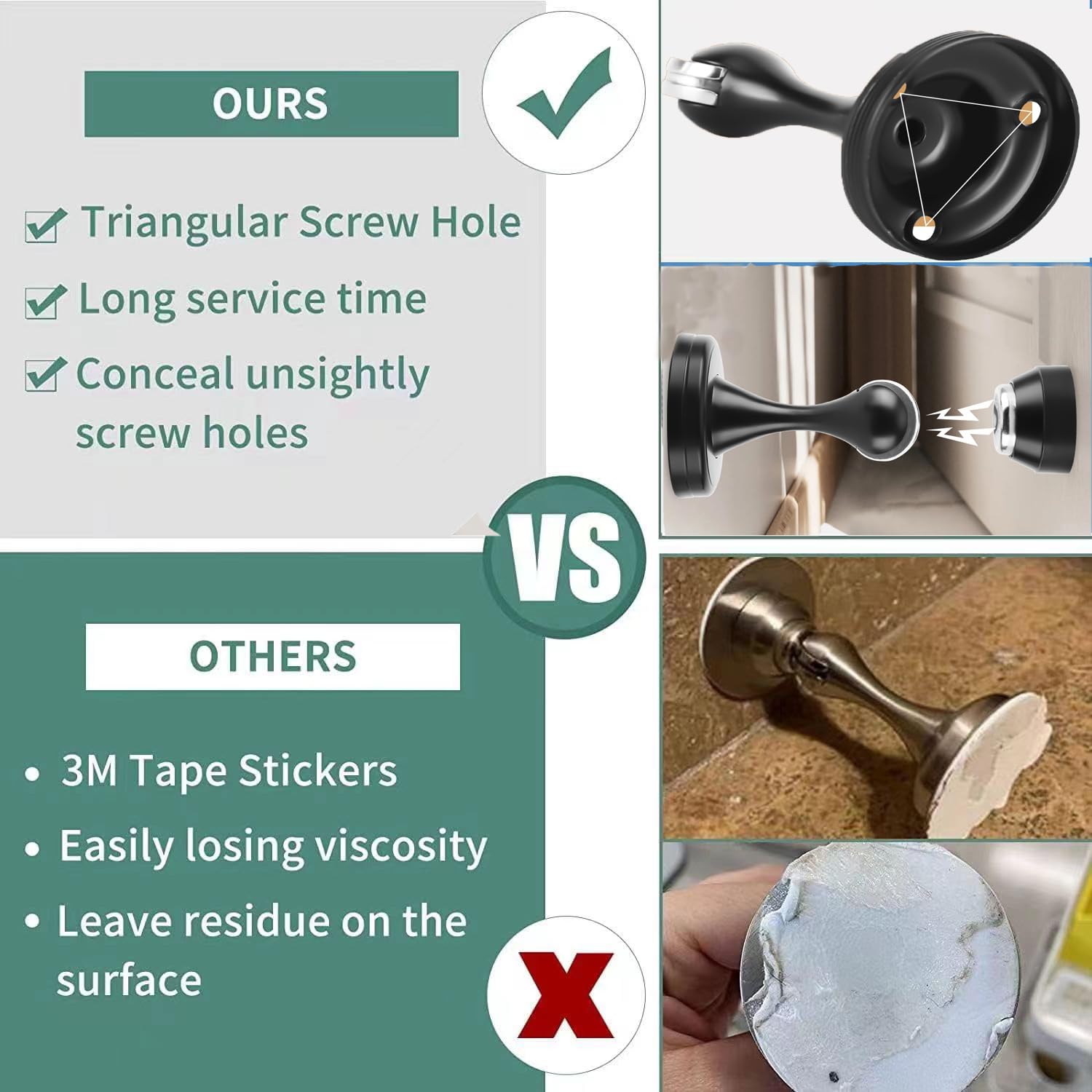 Magnetic Door Stop,Magnetic Door Stop with Strong Suction, with Screws, Keep The Door Open, and Better Protect The Wall,Comes with Positioning Pencil and Manual Installed(2 Pack)