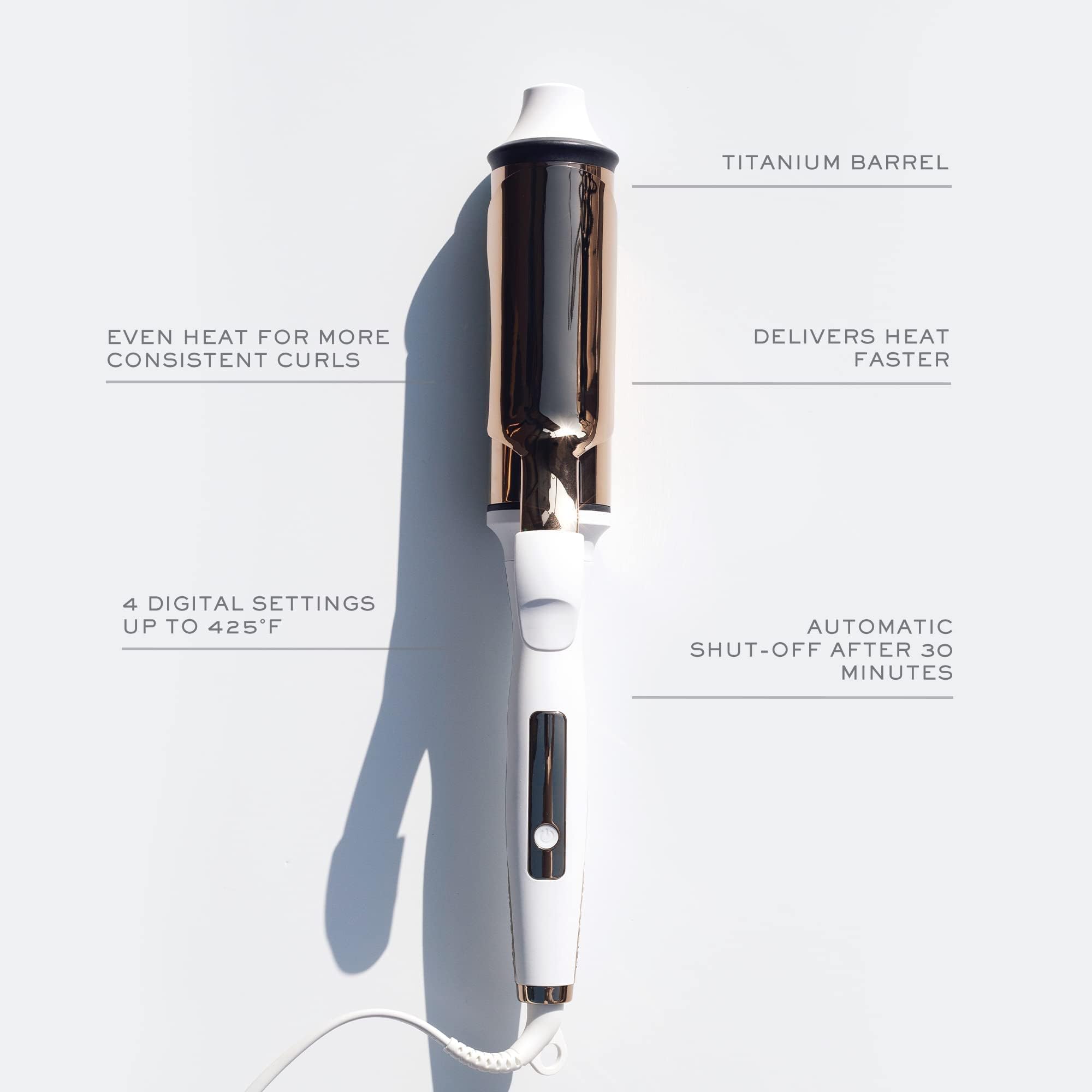 Kristin Ess Hair 2 Inch Titanium Curling Iron for Big Blowout Waves + Volume-2β Salon Professional Wide + Large Barrel Curling Iron - Auto Shut-Off - Smooth+Shiny Loose Waves for Medium to Thick Hair