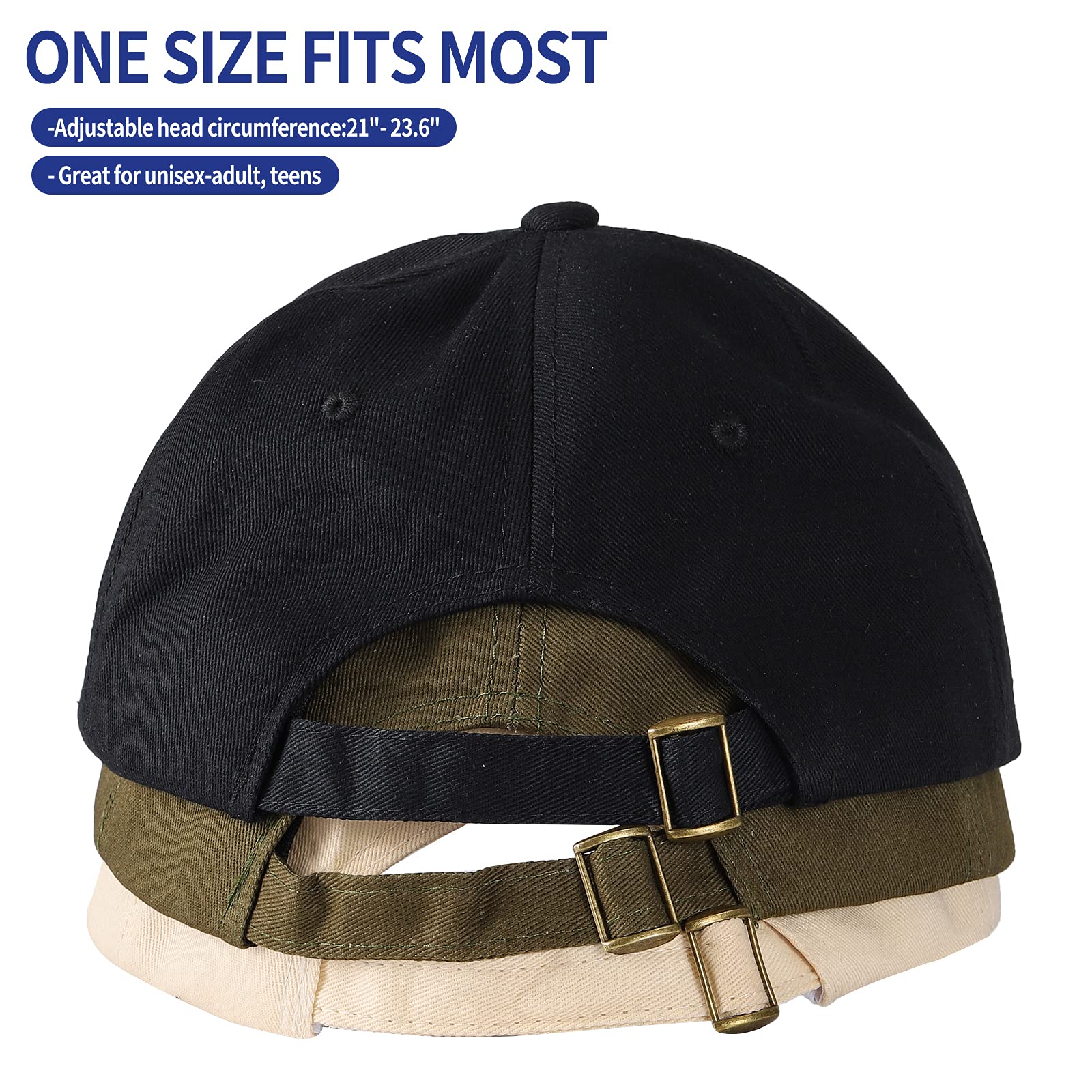 MEINICY 3PCS Classic Baseball Cap, Dad Hat Fits Men Women, All Cotton Made, Adjustable Low Profile Unconstructed (Black+OD Green+Stone)