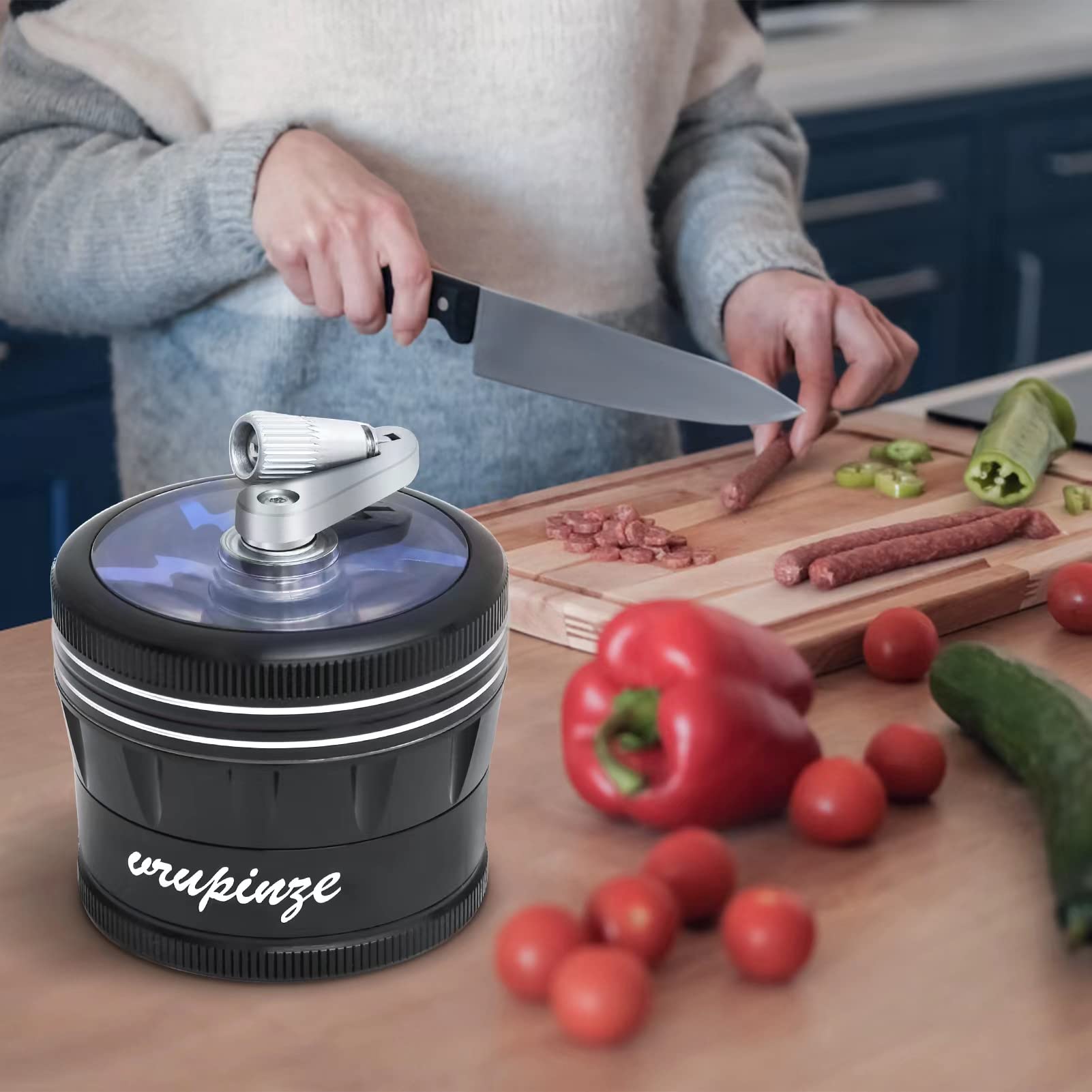 VRUPINZE 2.5 inch Large Grinder Kitchen Helper(Black-Blue)