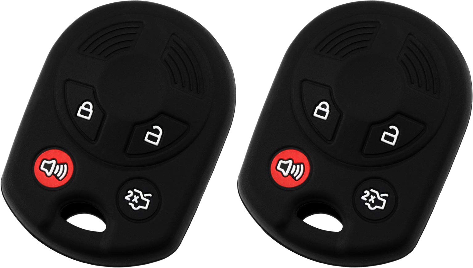 KeyGuardz Keyless Entry Remote Car Key Fob Outer Shell Cover Soft Rubber Protective Case For Ford Lincoln Mercury (Pack of 2)
