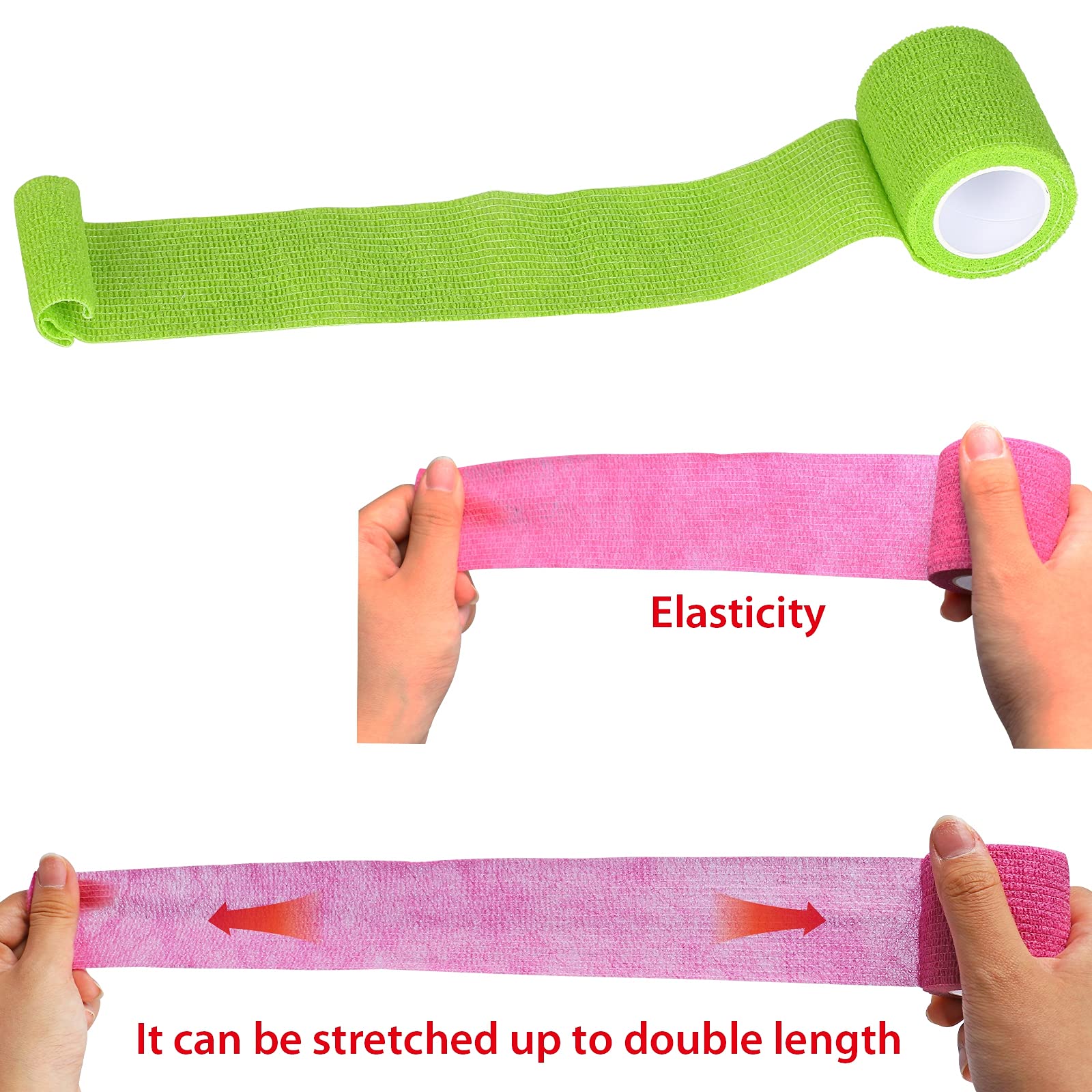 MorTime 24 PACK Self-Adhesive Bandage Wrap, Colorful Non Woven Adherent Cohesive Bandage Rolls Breathable Self Adherent Wrap for Sports Injury Pets Ankle Wrist