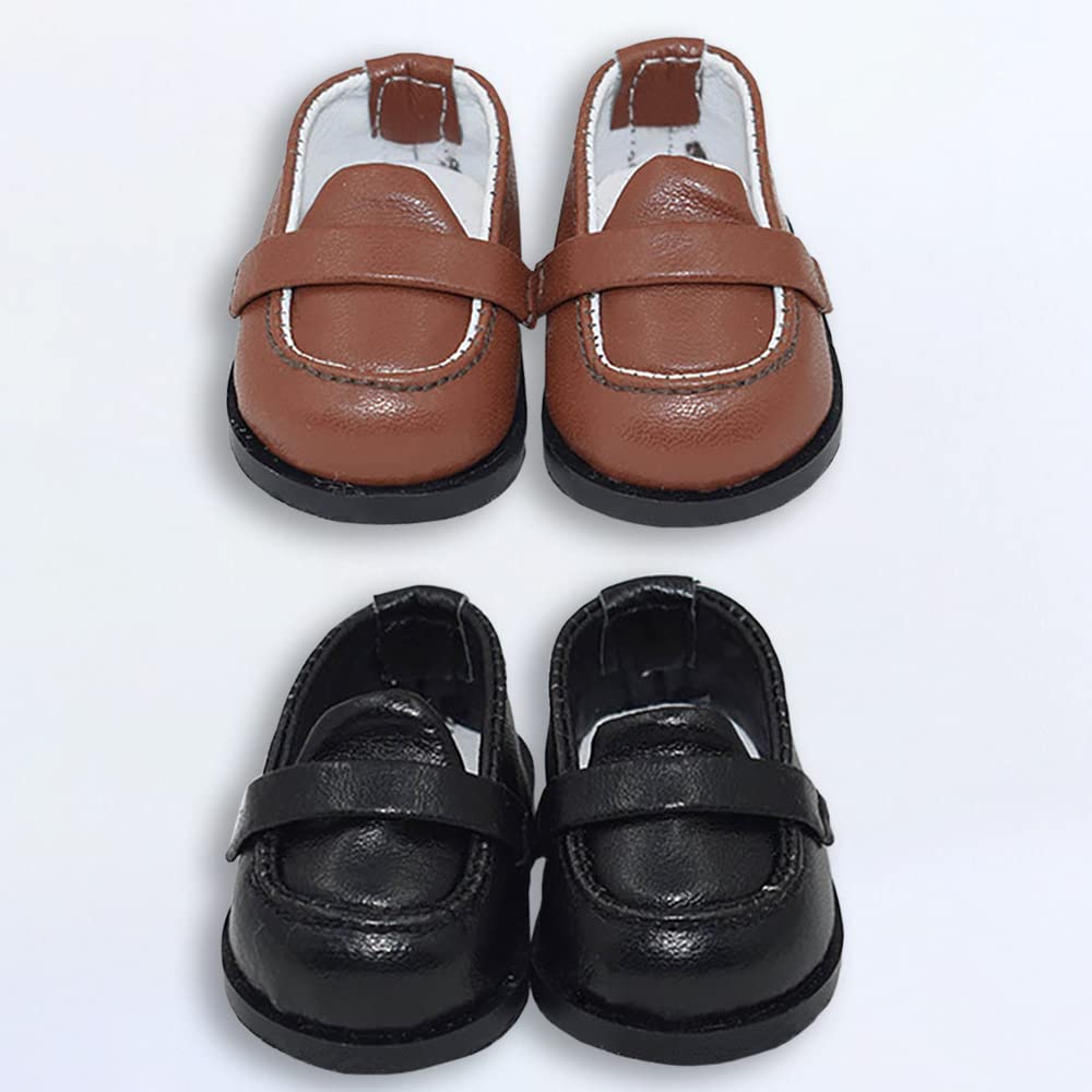 niannyyhouse 7.8in(20cm) Plush Humanoid Doll Stuffed Animals Accessories Leather Shoes Length 5.5cm (Brown+Black)