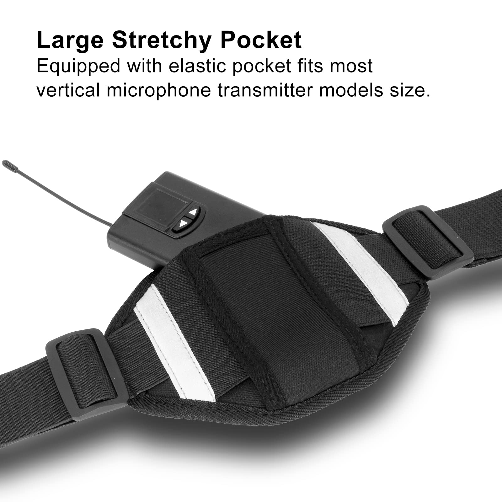 Mic Belt, Waterproof Microphone Belt with Reflective Strip for fitness instructors/Teacher/Speaker/aerobics/zumba/dancing and more. (1 PCS)